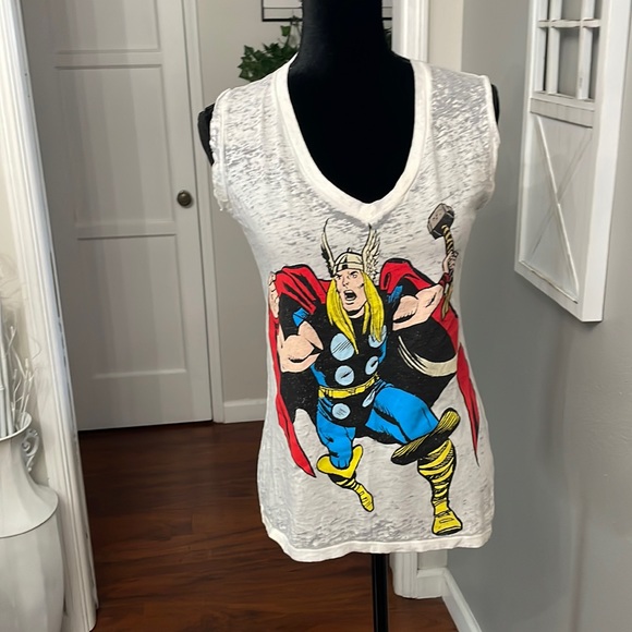 Marvel | Tops | Marvel Mighty Thor Comic Book Cover Print Girls Tanks ...